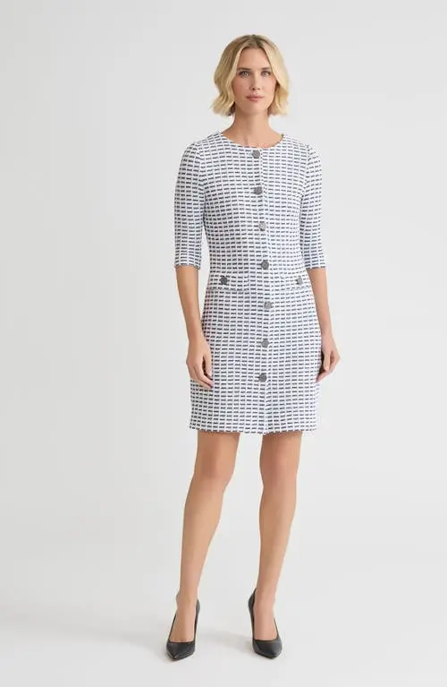 Misook Tweed Knit Sheath Dress - Black/white