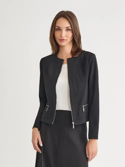 Misook Heritage Luxestretch Ponte Sport Jacket - Black
