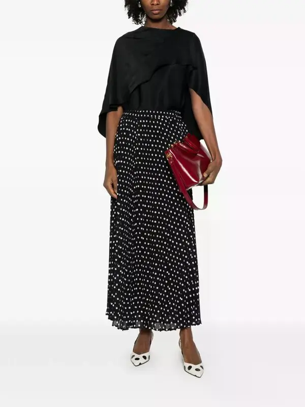 Michael Kors Pleated Polka-dot Maxi Skirt