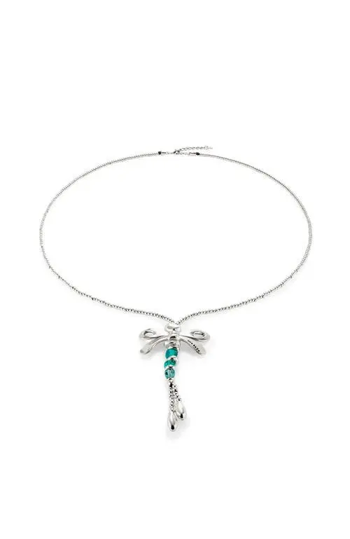 UNODE50 Sterling Plated Dragonfly Pendant Necklace With Green Crystals