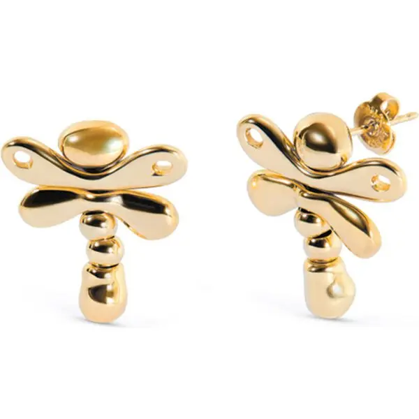UNODE50 18k-plated Dragonfly Stud Earrings - Gold