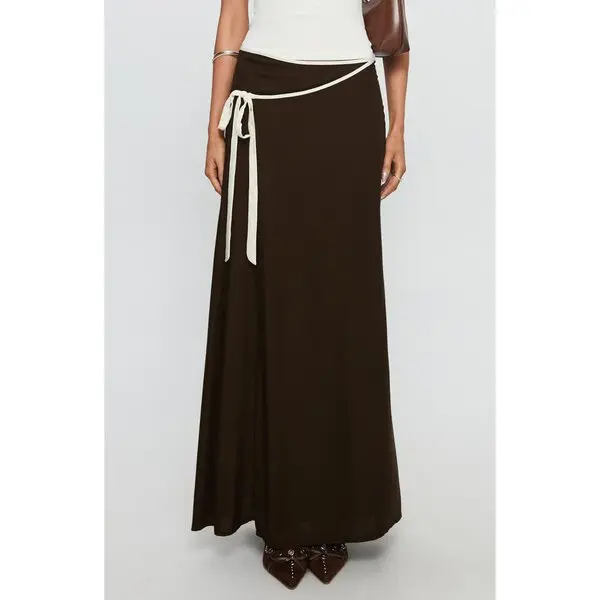 Princess Polly Keirah Contrast Binding Wrap Maxi Skirt