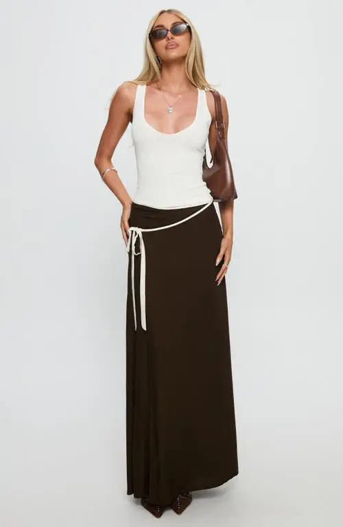 Princess Polly Keirah Contrast Binding Wrap Maxi Skirt