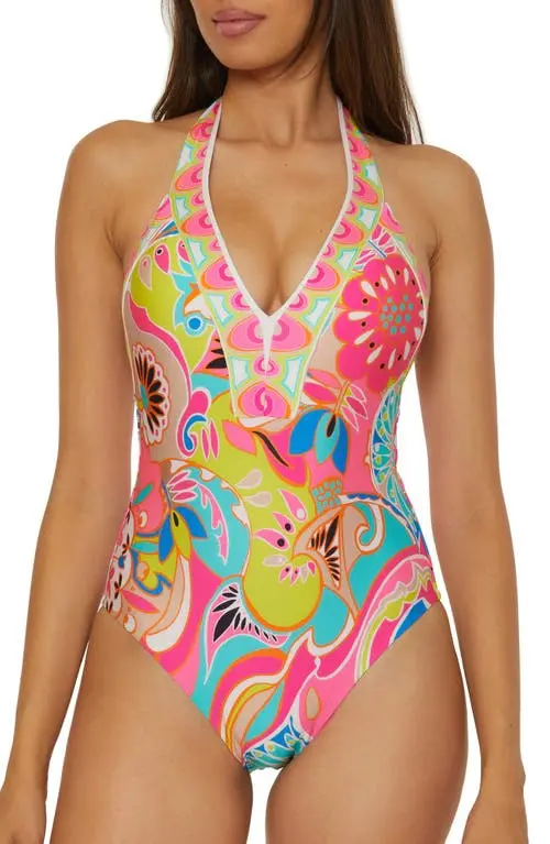Trina Turk Printed Plunge One-piece Swimsuit - Venus