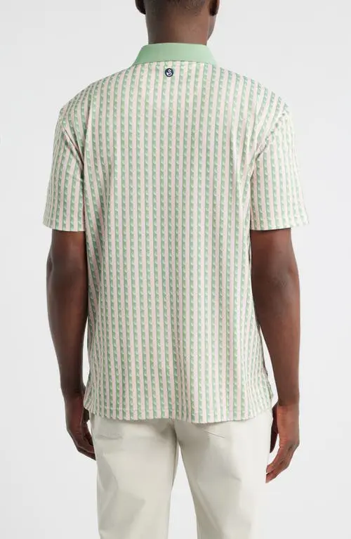 SWANNIES Greens Stripe & Golf Ball Print Piqué Performance Golf Polo