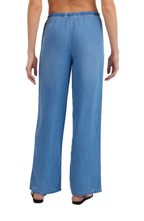 Bella Dahl Pull-on Wide Leg Chambray Pants