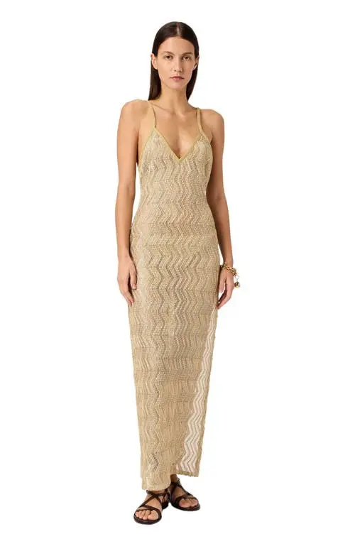Missoni Long Mesh Cover-up With Zigzag Pattern And Sequins - Gold