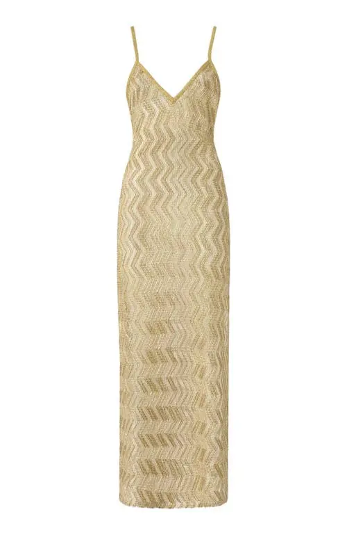 Missoni Long Mesh Cover-up With Zigzag Pattern And Sequins