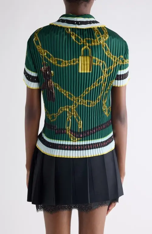 Acne Studios Chain Print Pleated Top
