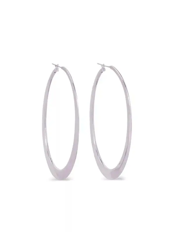 Sidney Garber 18k White Gold Crescent Hoop Earrings - Silver