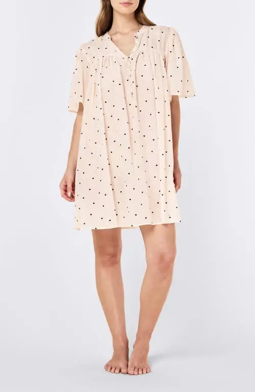 PAPINELLE Hearts Gathered Cotton Nightgown - Rosewater