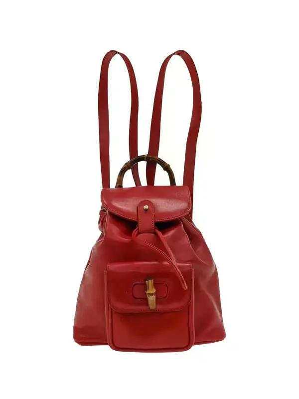 Gucci 1990-2000s Bamboo-detail Leather Backpack - Red