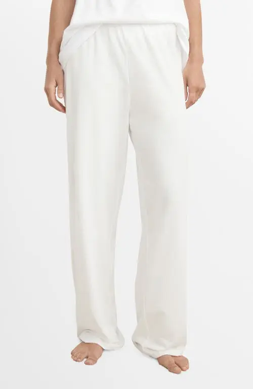 Mango Fluid Stretch Cotton Pajama Pants - White