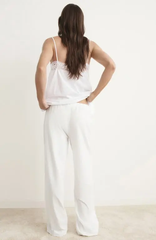Mango Fluid Stretch Cotton Pajama Pants - White