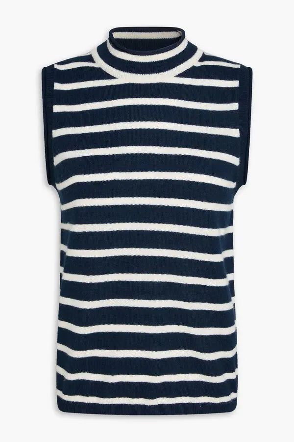 Veronica Beard Mahalia Striped Cashmere Vest - Navy
