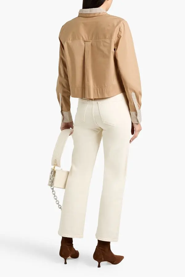 Veronica Beard Maia Cropped Cotton-blend Poplin Shirt - Sand
