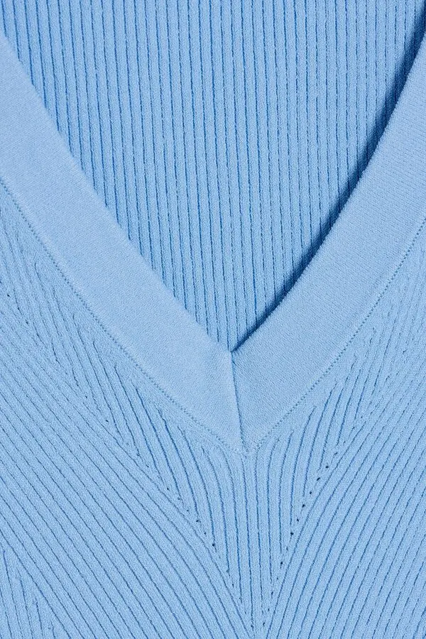 Veronica Beard Callie Ribbed-knit Sweater - Light Blue