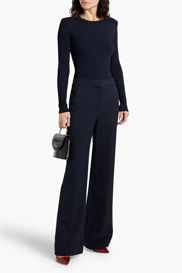 Veronica Beard Tonelli Pinstriped Twill Wide-leg Pants