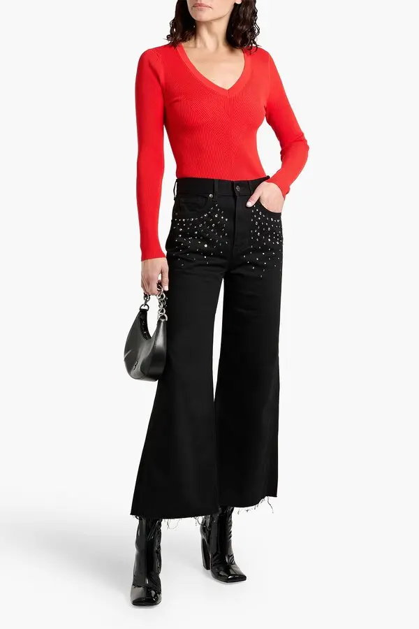 Veronica Beard Taylor Cropped Wide-leg Jeans - Black