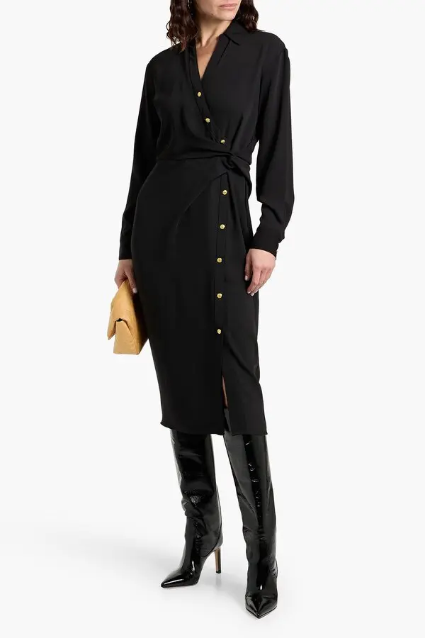 Veronica Beard Wright Wrap-effect Crepe Midi Shirt Dress
