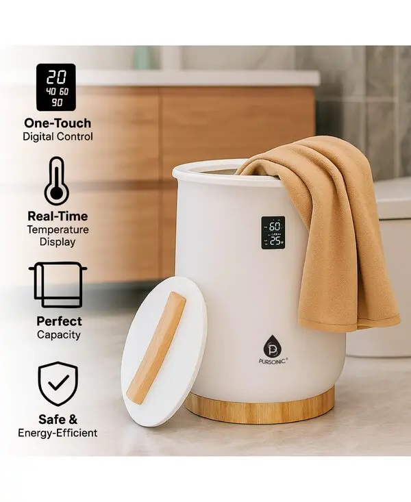 PURSONIC Luxury Towel Warmer With One-touch Digital Control Panel