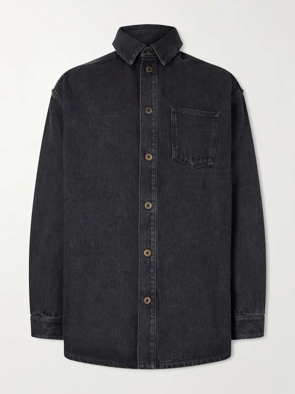 Loewe Anagram Logo-embroidered Denim Overshirt - Black