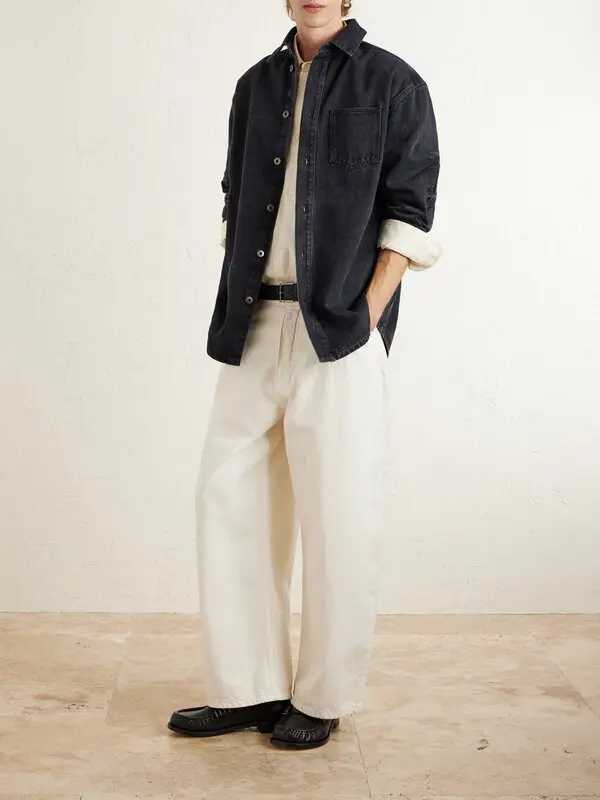 Loewe Anagram Logo-embroidered Denim Overshirt - Black