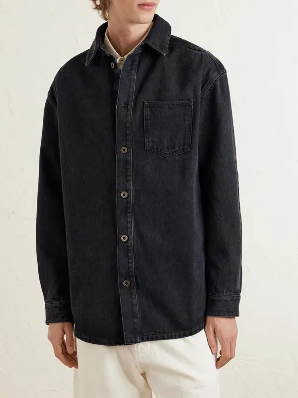 Loewe Anagram Logo-embroidered Denim Overshirt - Black