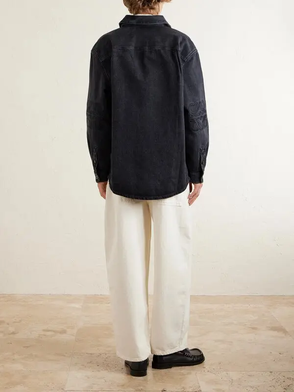 Loewe Anagram Logo-embroidered Denim Overshirt - Black