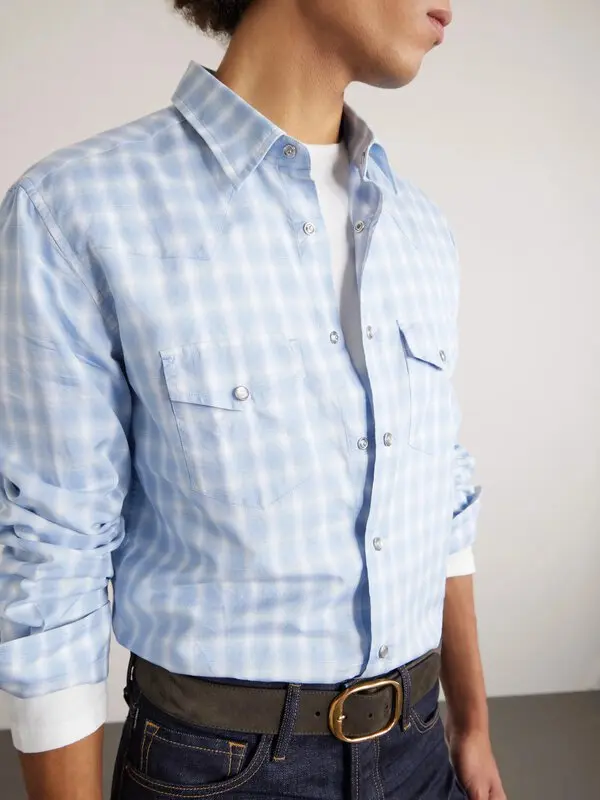 TOM FORD Slim-fit Checked Cotton And Linen-blend Shirt