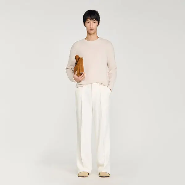 Sandro Seed Stitch Crew-neck Sweater - Ecru