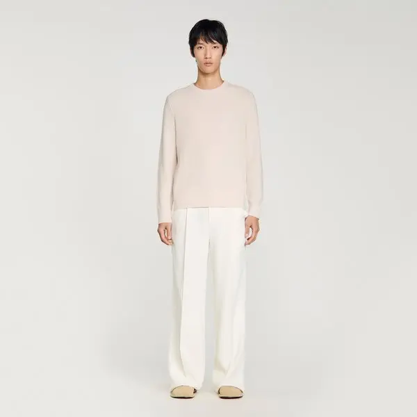 Sandro Seed Stitch Crew-neck Sweater - Ecru