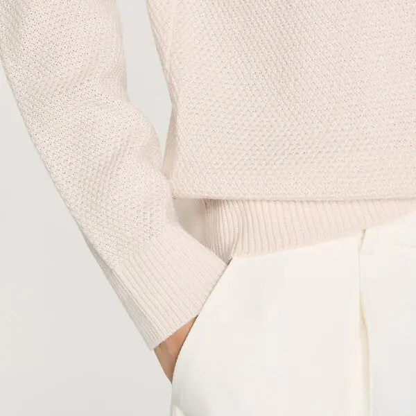 Sandro Seed Stitch Crew-neck Sweater - Ecru