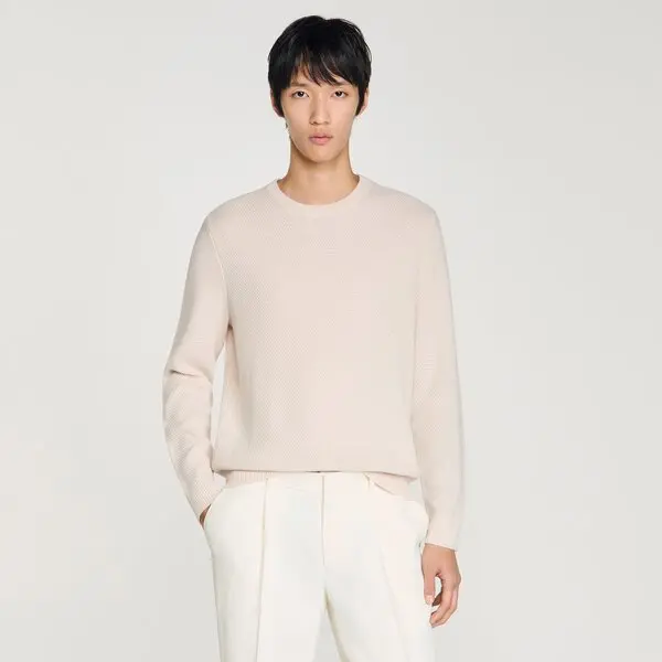 Sandro Seed Stitch Crew-neck Sweater - Ecru