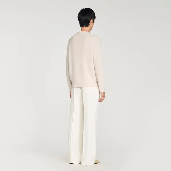Sandro Seed Stitch Crew-neck Sweater - Ecru