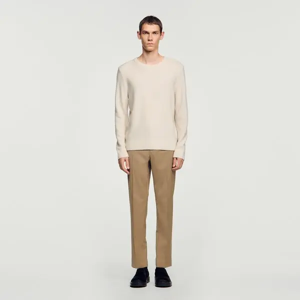 Sandro Seed Stitch Crew-neck Sweater - Ecru