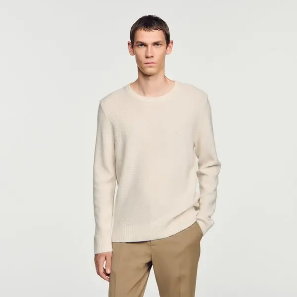 Sandro Seed Stitch Crew-neck Sweater - Ecru