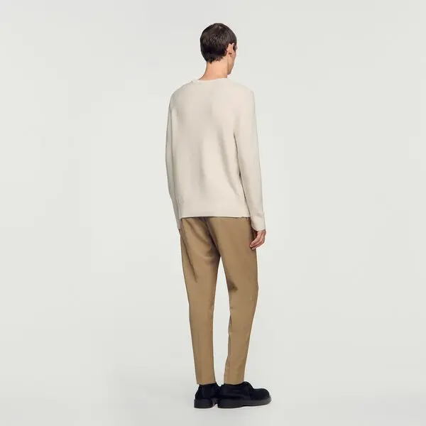 Sandro Seed Stitch Crew-neck Sweater - Ecru