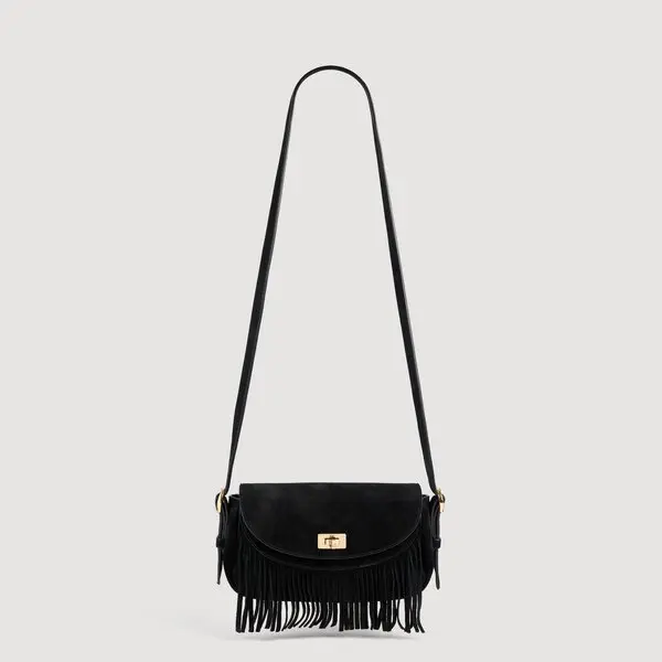 Sandro Mini Mambo Suede Bag - Black