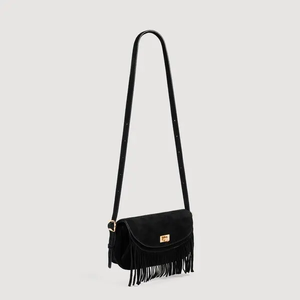 Sandro Mini Mambo Suede Bag - Black