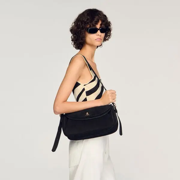 Sandro Le Mambo Suede Bag - Black