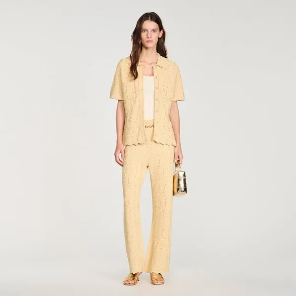 Sandro Rhinestone Knit Trousers