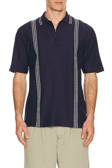 PALMES Panel Zip Polo - Navy