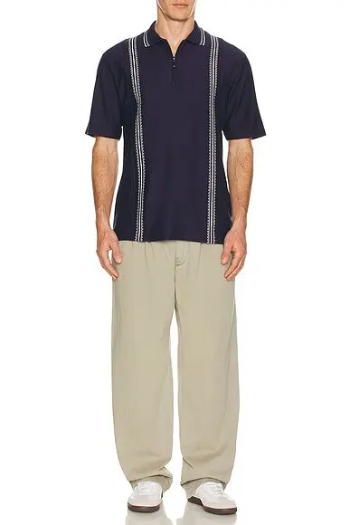 PALMES Panel Zip Polo - Navy