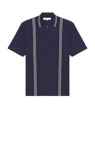 PALMES Panel Zip Polo - Navy