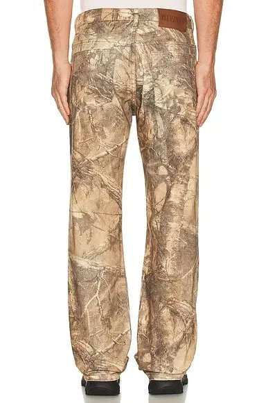 PLEASURES Hendrix Flare Jeans In Camouflage Print - Brown Tree