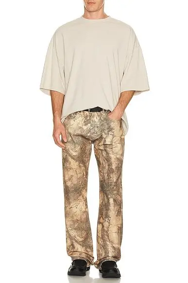 PLEASURES Hendrix Flare Jeans In Camouflage Print - Brown Tree