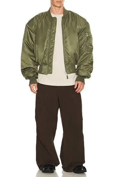 ENTIRE STUDIOS Cropped Bomber Jacket - Khaki