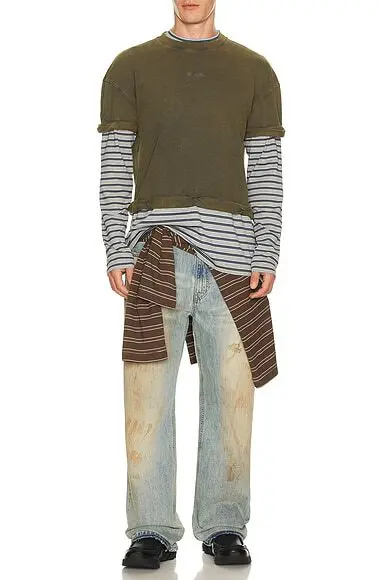 We11Done Layered Striped T-shirt - Grey