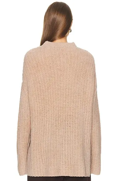 Lapointe Oversized Crewneck Sweater In Plush Boucle - Champagne